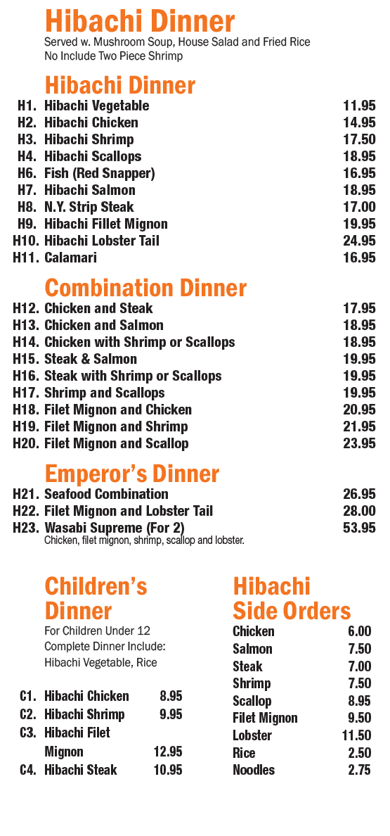 Wasabi Steak Japanese Restaurant Sushi & Hibachi - 1262 Vocke Road ...